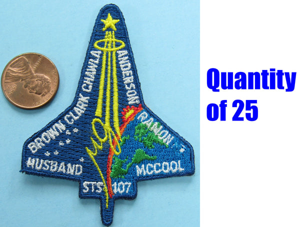 Space Shuttle Columbia STS-107 mini PATCH - NASA wholesale lot of 25 ...
